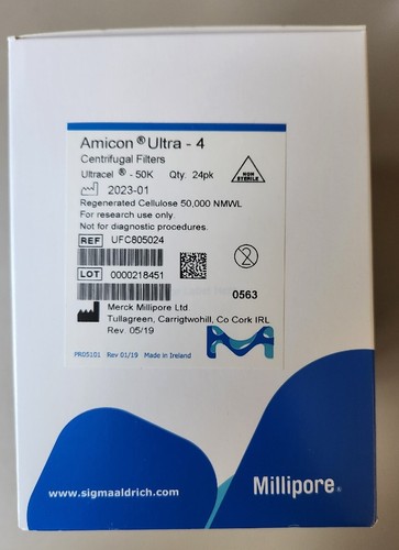 Millipore Centrifuge Filter Amicon Ultra-4 Box of 24 Filters - 50kDa | eBay