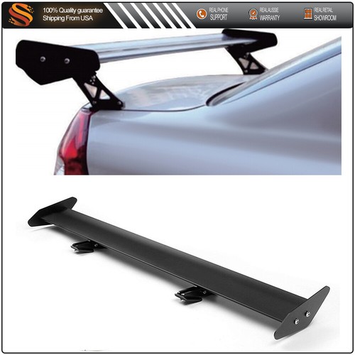 Trunk Spoiler Wing Flat Black Aluminum Adjustable GT Double Deck F1 ...