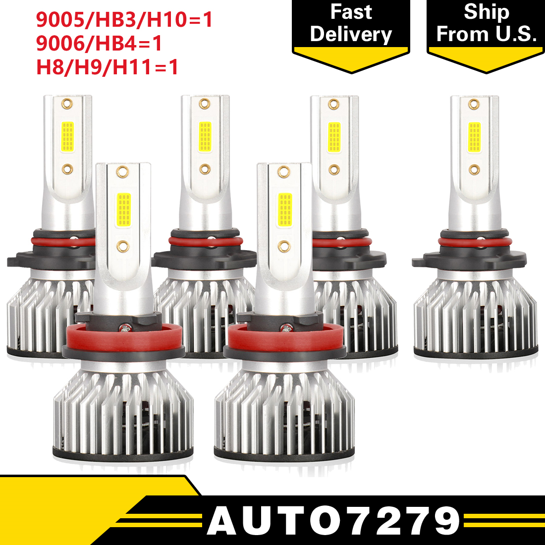 9005 9006 H11 LED Combo Headlight Fog Light Kit High Low Beam Bulb ...
