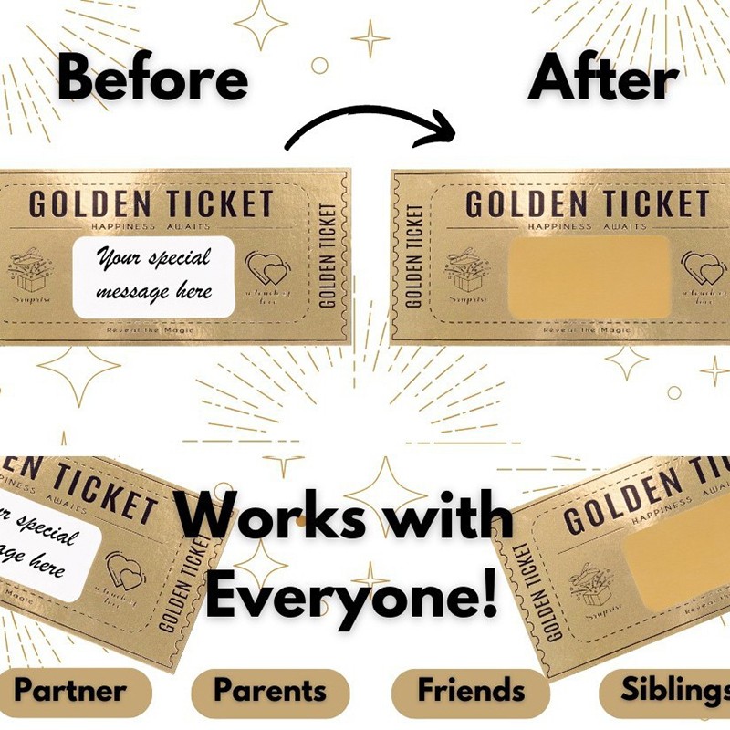 1Set Deluxe Golden Ticket Surprise Scratch Off Card Surprise Gift ...