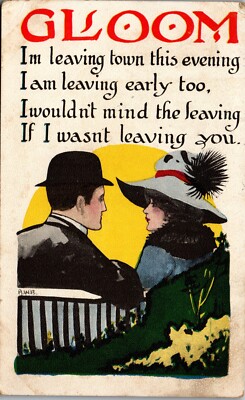 Artist Signed A.W.B - GLOOM man and woman swooning Vintage Postcard UU2 ...