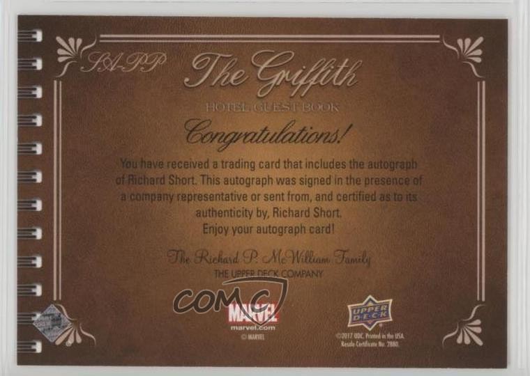 2018 Marvel Agent Carter Griffith Hotel Guest Book Autos Richard Short ...