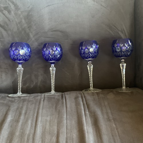 Set Of 4 Blue Hock Wine Glass – Dynasty by Godinger – Approximately 7. ...