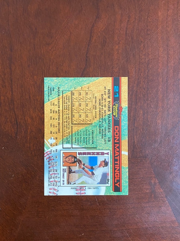 1991 Topps Stadium Club - Don Mattingly #21 New York Yankees HOF | eBay