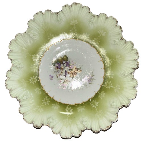 RS Prussia Antique chartreuse Bowl With Flowers & Gold Trim | eBay
