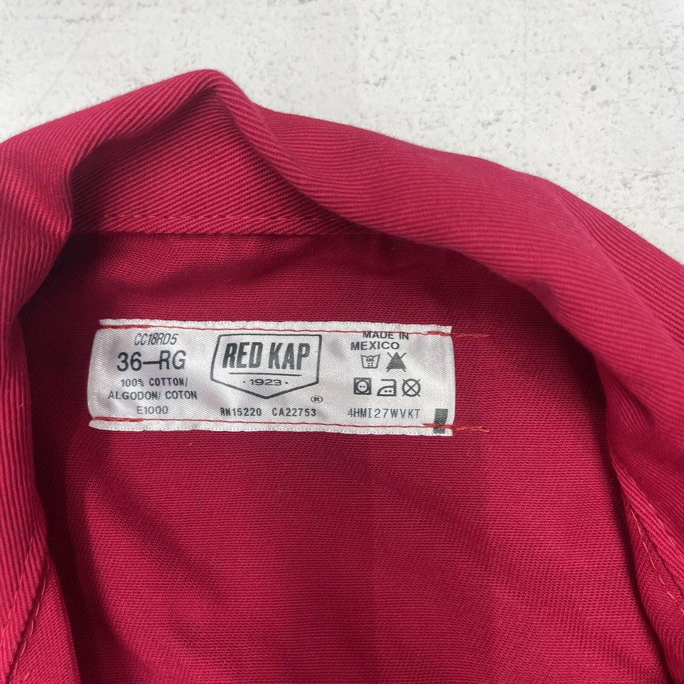 Red Kap Coveralls Mens 36 Regular Red Cotton Work Zip Front Jumpsuit ...
