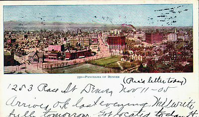 Vintage Panorama of Denver Colorado PostCard 1905 Stamp Cancel POSTED ...