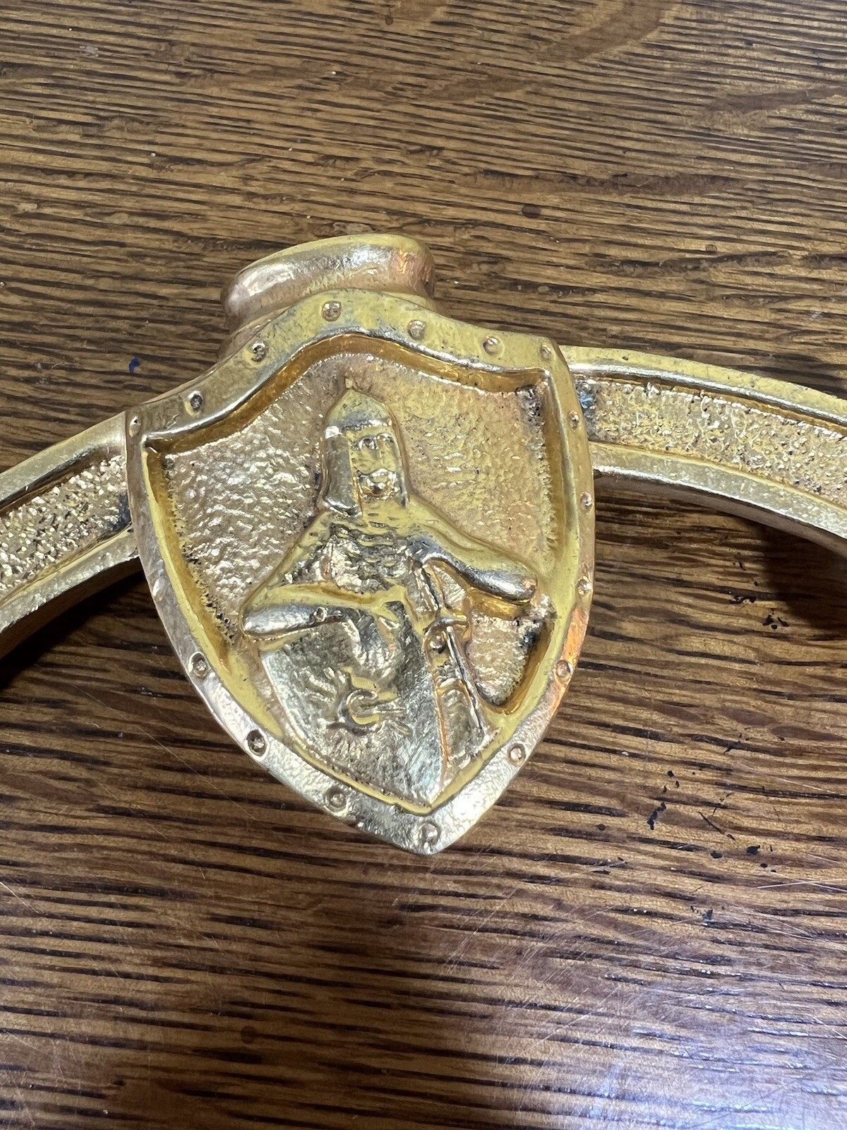 NOS Antique Gold Sword Cross Guard Knight Holding Shield Rare #1 | eBay