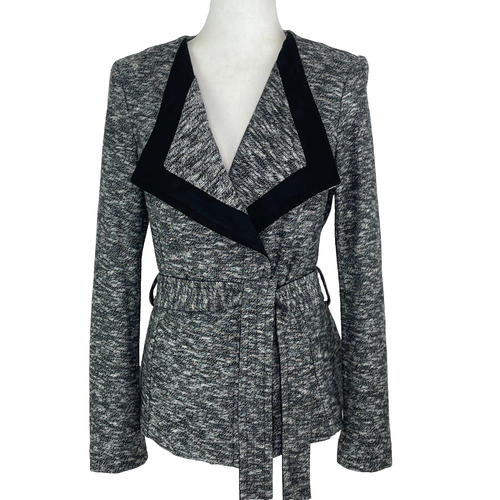 Iris Setlakwe Jacket Size 10 Belted Black White Career Cotton Blend ...