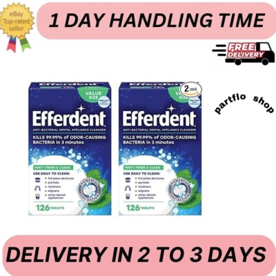 Efferdent Retainer & Denture Cleaner Tablets, Minty Fresh Clean,126Ct ...