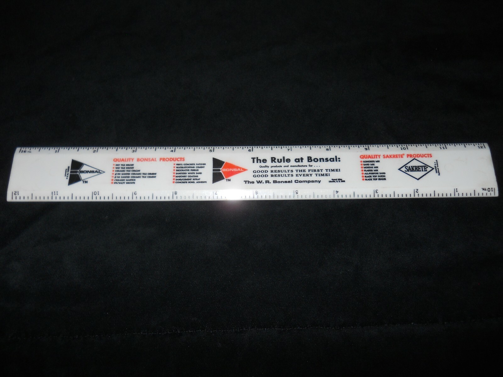 W.R. Bonsal Company Advertising White Plastic Ruler Sakrete Charlotte ...