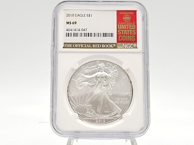2010 NGC MS69 American Silver Eagle "The Official Red Book" Label **414 ...