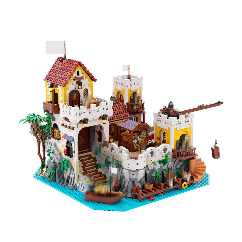 Golden Fortress MOC Building Blocks Set, Pirate-Themed DIY Model Bricks ...