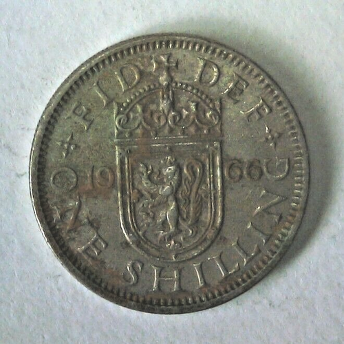 1966 Great Britain Circulated 1 Shilling Elizabeth UK Coin Scottish ...