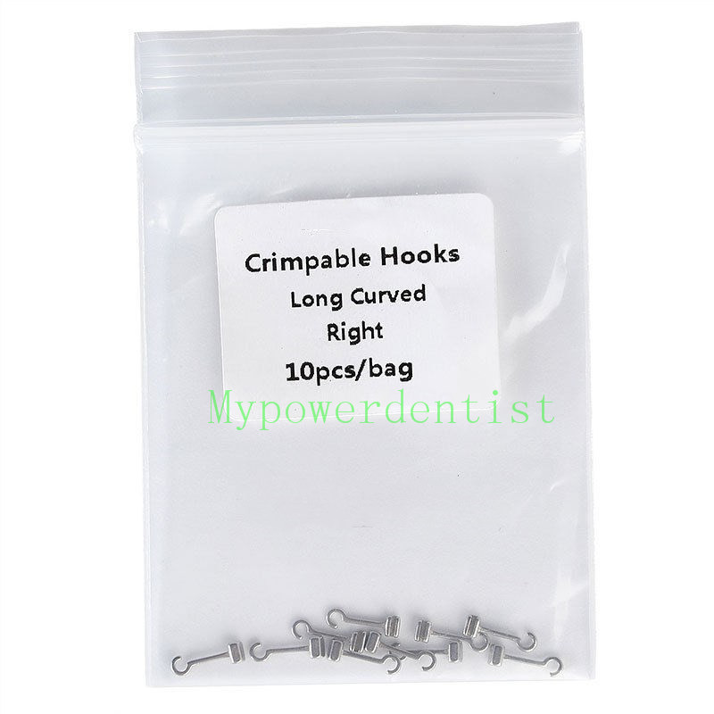 10Kit 100pcs Dental Orthodontic Crimpable Hooks Long Curved Right 5.5mm ...