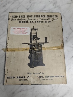 REID SERVICE PARTS LIST CATALOG BOOK MANUAL AUTO FEED 2-A SURFACE ...
