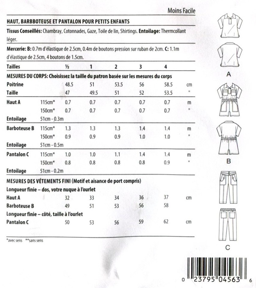 McCall's M8461 FF Sewing Pattern Unisex Summer Top Pants Romper Toddler ...