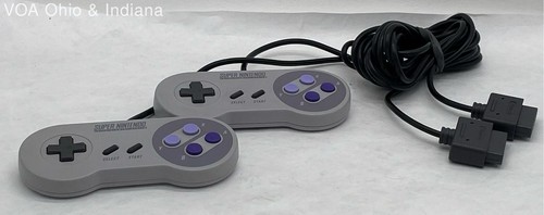 Lot Of 2 Super Nintendo SNES Wired Gray Controllers Model #SNS-005 ...