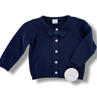 Edgehill Collection Baby Girl Cotton Bow Cardigan Sweater Size 6M Navy ...