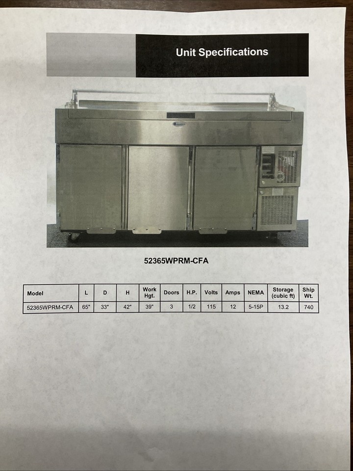 Randell Refrigerated Breading Table, 65”, 120v | eBay