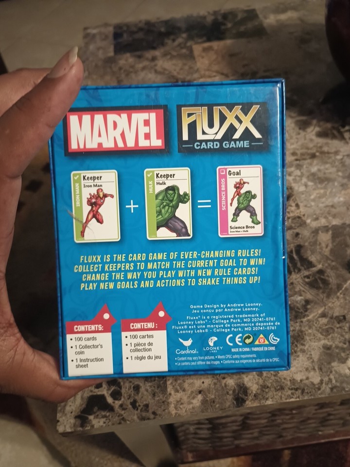 New Marvel FLUXX Card Game with Collector's Coin Inside Hulk Spider Man ...
