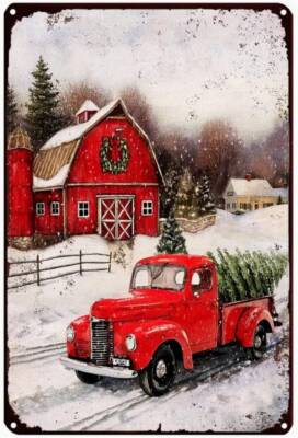 Vintage Retro Style Red Truck Metal Sign Red Barn Sign | eBay
