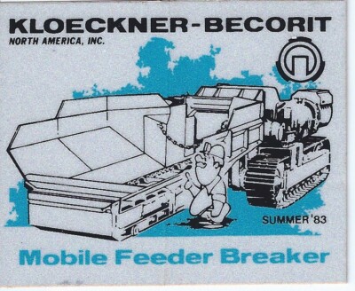 Kloeckner-Becorit Mobile Feeder Breaker Vintage Unused Mining Hard Hat ...