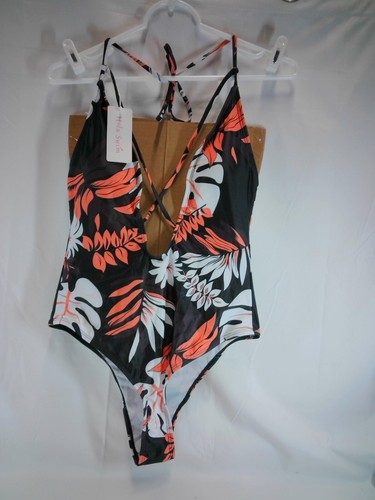 HolaSwim Strappy Backless Halter Top One Piece Swimsuit Women's Size ...