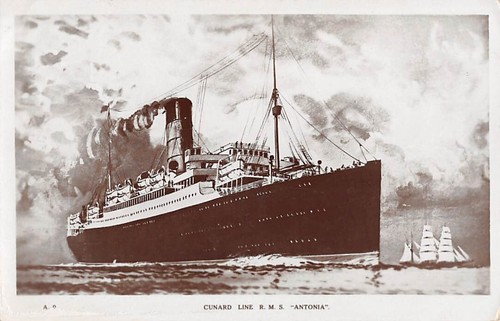 RMS ANTONIA AT SEA ~ CUNARD SHIP LINE, REAL PHOTO PC ~ used 1920's | eBay