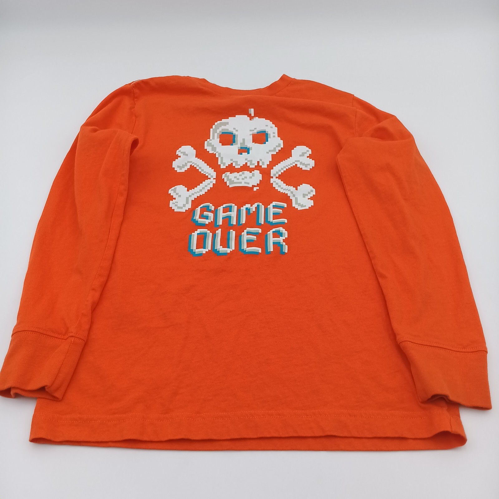 Circo Shirt Boy's Large 12/14 Orange Game Over Skull Face Long Sleeve ...