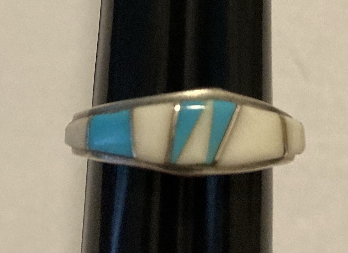 Native American Inlay Turquoise Sterling Silver Ring … - Gem
