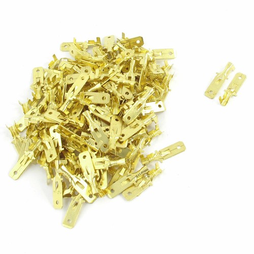 100 Pcs Gold Tone 6.25mm Wide Male Spade Crimp Terminal Connectors # | eBay