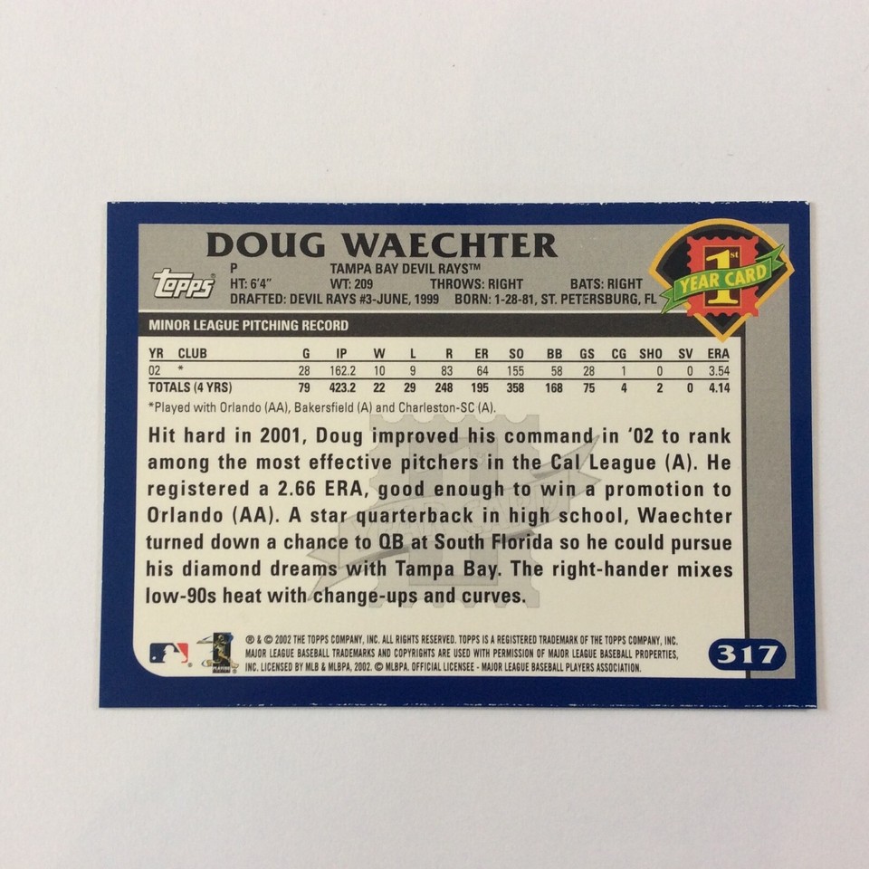 2003 Topps #317 First Year Doug Waechter Tampa Bay Devil Rays | eBay