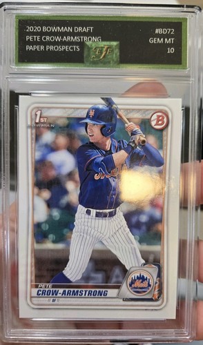 2020 Bowman Draft Pete Crow-Armstrong Rookie Card #BD-72 Graded Gem ...