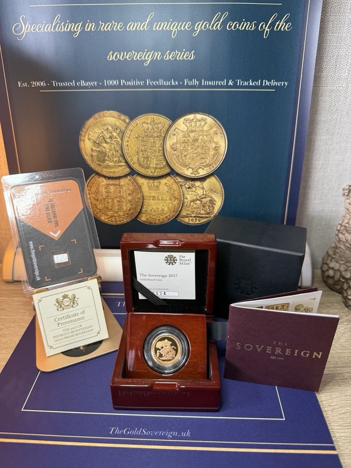 2017 Elizabeth II Proof Gold Full Sovereign Box& COA 200th Anniversary ...