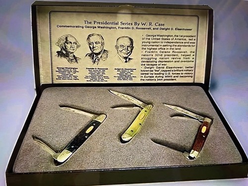 Vintage 1990 Case XX Presidential Series 3 Knife Set 0437 Red Green ...