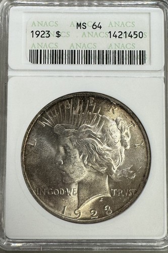 1923 Peace Dollar ANACS MS64 Soap Box Holder Nice Toning | eBay
