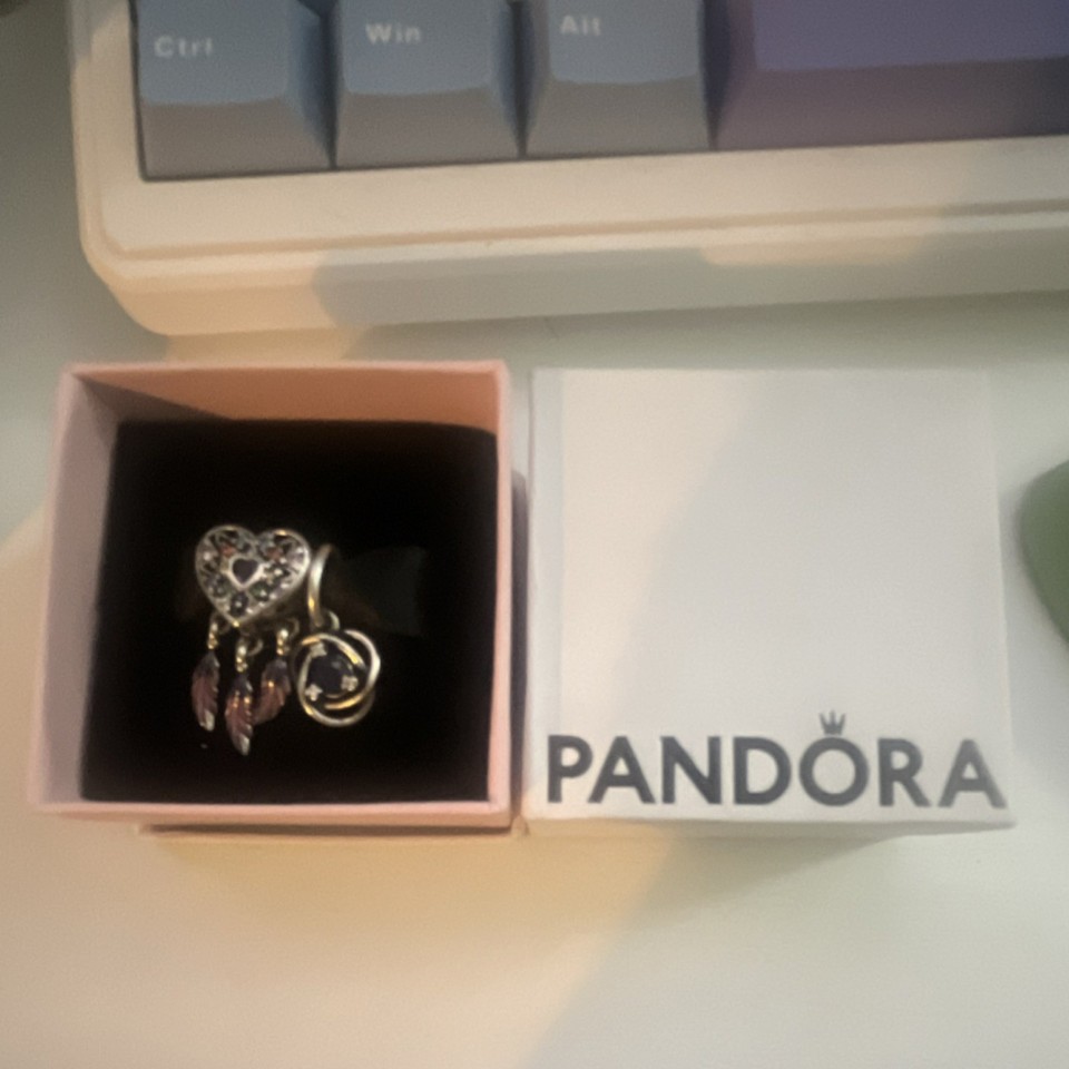 PANDORA Heart Dreamcatcher Dangle Charm Sterling Silver Moon Star ...