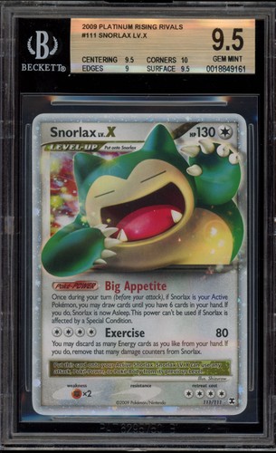 Pokemon Snorlax Lv.X Rising Rivals Holo Ultra Rare #111 BGS 9.5 Gem ...