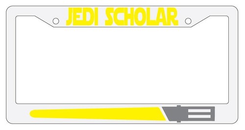 Jedi Scholar YELLOW White Plastic License Plate Frame Star Wars | eBay