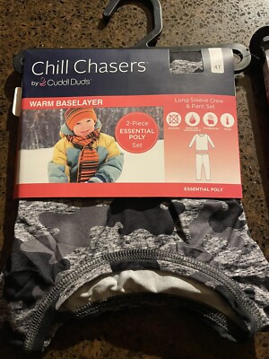 Chill Chasers by Cuddl Duds Warm Baselayer Gray Camo Crew and Pant Set ...