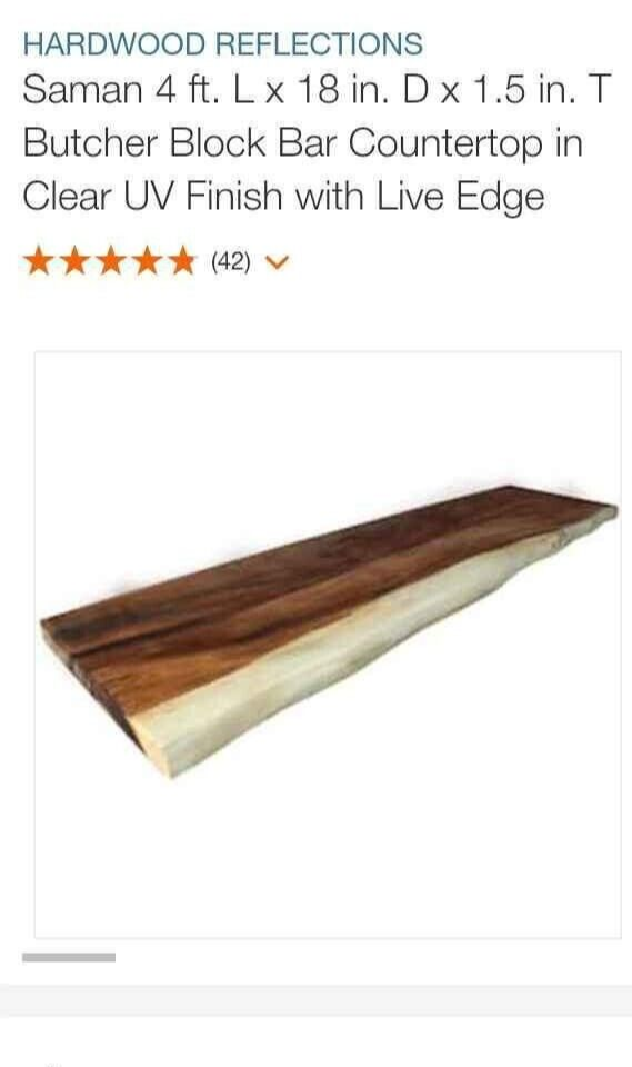 Saman Live Edge Acacia 4ft X 18in Butcher Block Bar Countertop Stained ...