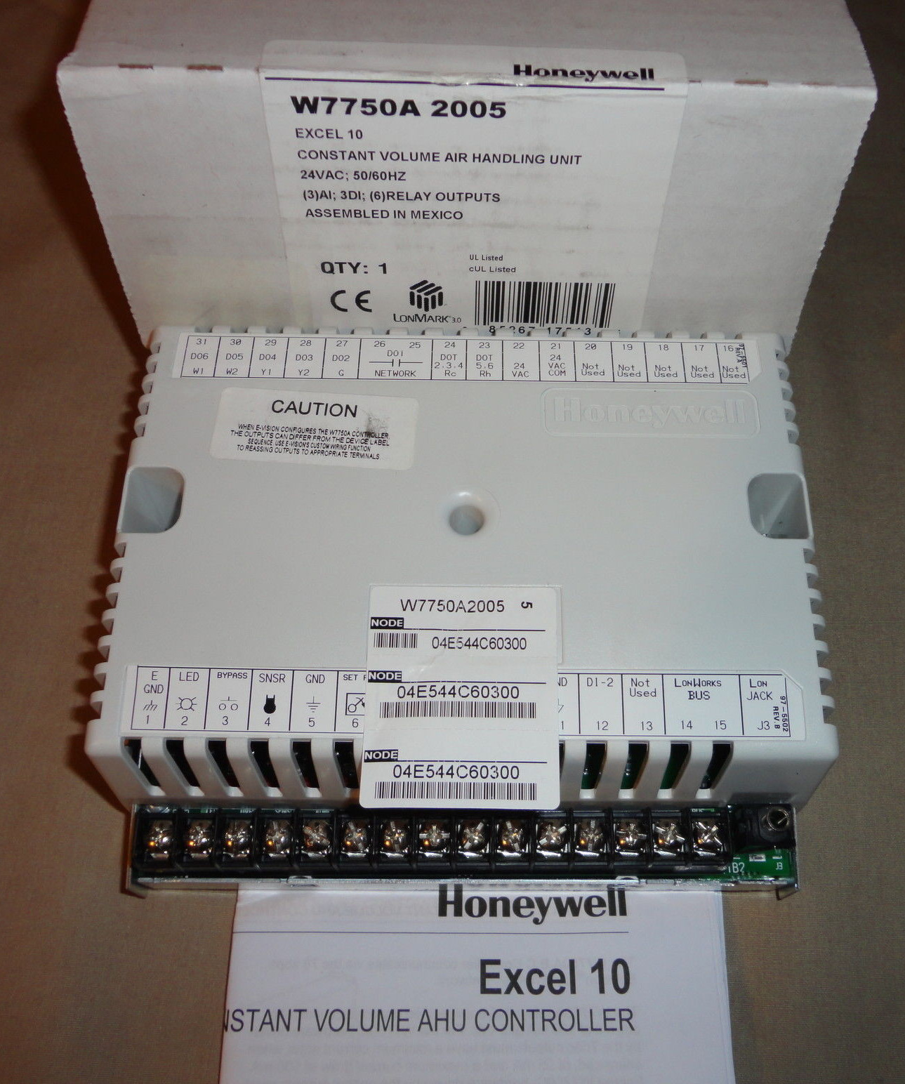 HONEYWELL W7750A-2005 EXCEL 10 CONSTANT VOLUME HANDLING UNIT 24VAC 50/ ...