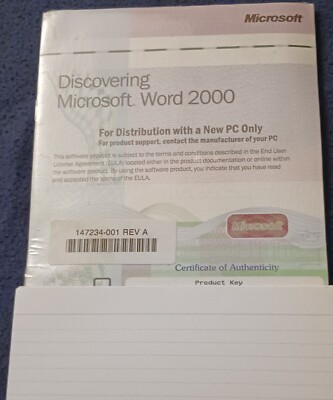 Microsoft Word 2000 Software with Disc & Licence (bulk/non-retail) | eBay