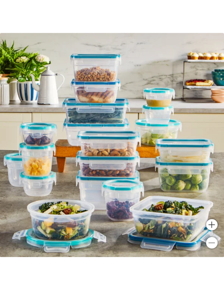 Snapware 38-Piece Plastic Food Storage Set BPA-Free Airtight Leakproof ...