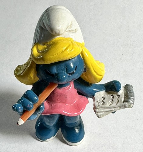 Smurfs Secretary Smurfette Smurf Vintage PVC Figure 1981 Peyo Toy ...