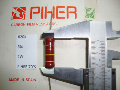 VINTAGE PIHER RESISTOR. 2W 820K 5% *1 PC* NEW ORIGINAL 1970 ́S+ | eBay