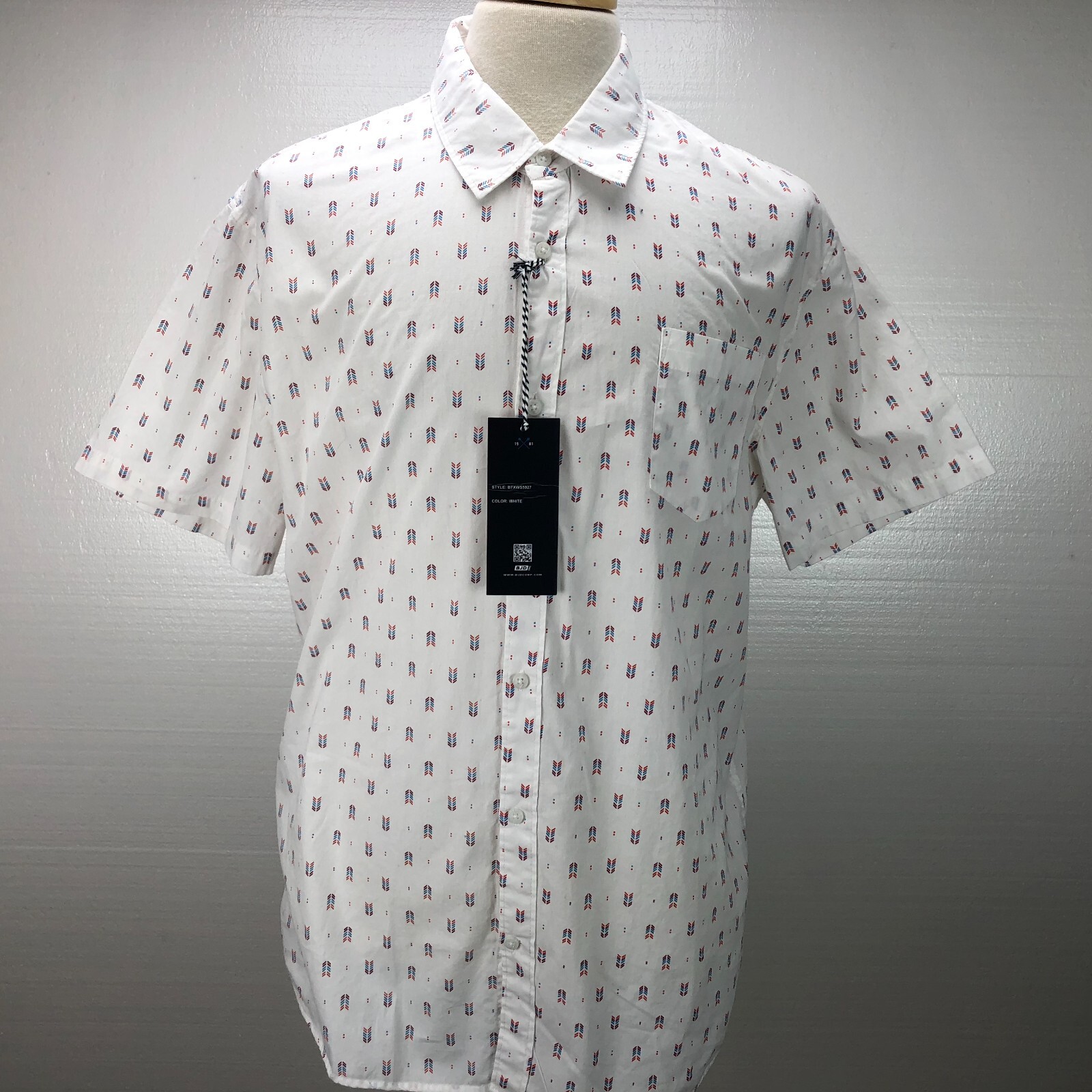 MBX 3XL XXXL Multicolor Geometric Short Sleeve Button Front Casual Men ...
