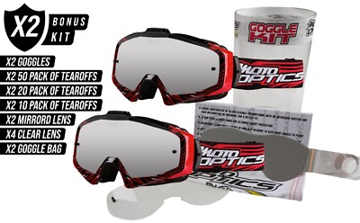 Motocross Goggle Pack (2 Goggles, 160 Tearoffs + EXTRAS) MX/ATV/UTV ...