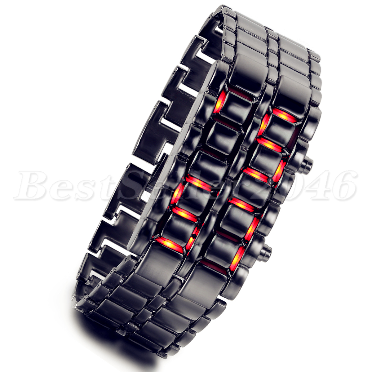 Men's Lava Iron Samurai Metal LED Faceless Bracelet Electronic Wrist ...